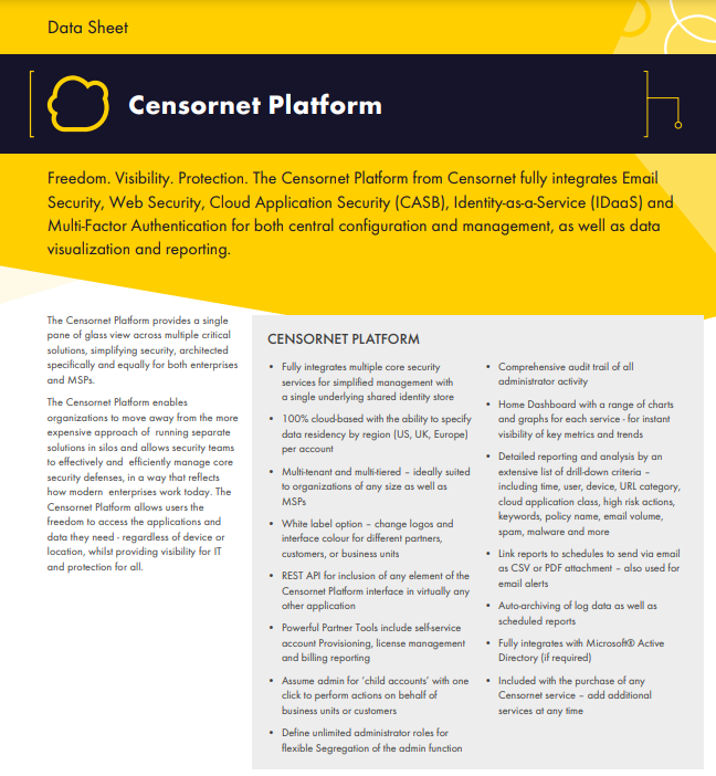 Censornet Platform Data Sheet - MYREDFORT